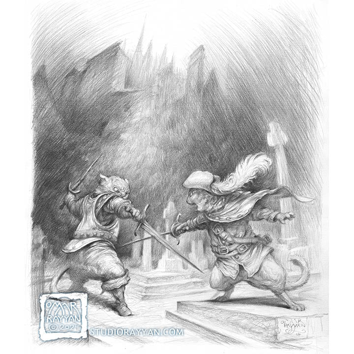 Duel Art - Original Drawing by Omar Rayyan for Raybox Games – Studio Rayyan